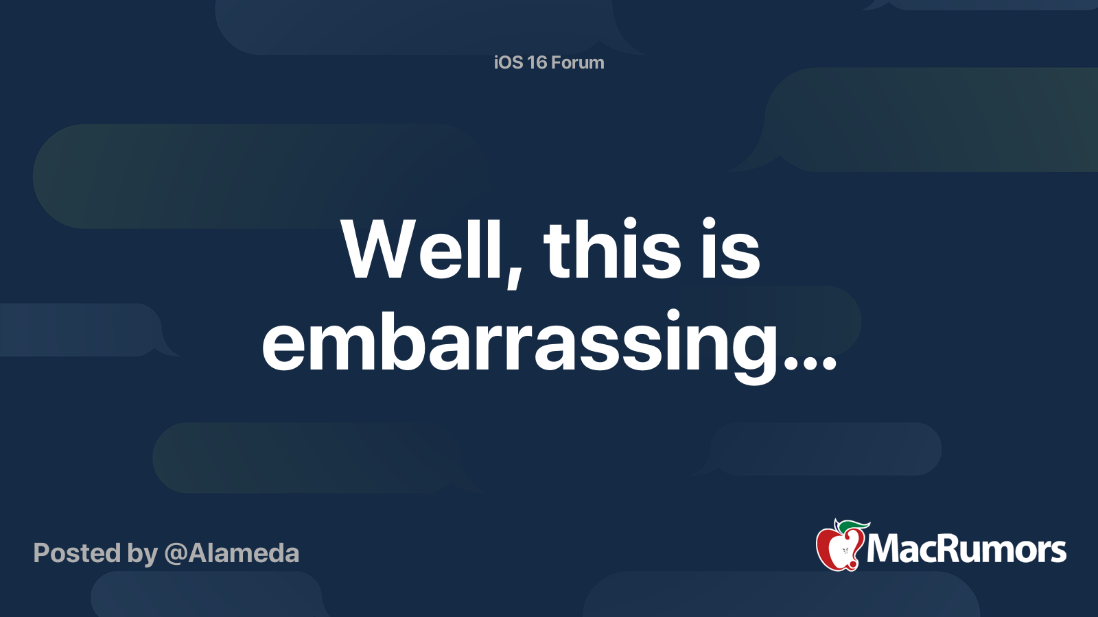 Well, this is embarrassing… | MacRumors Forums