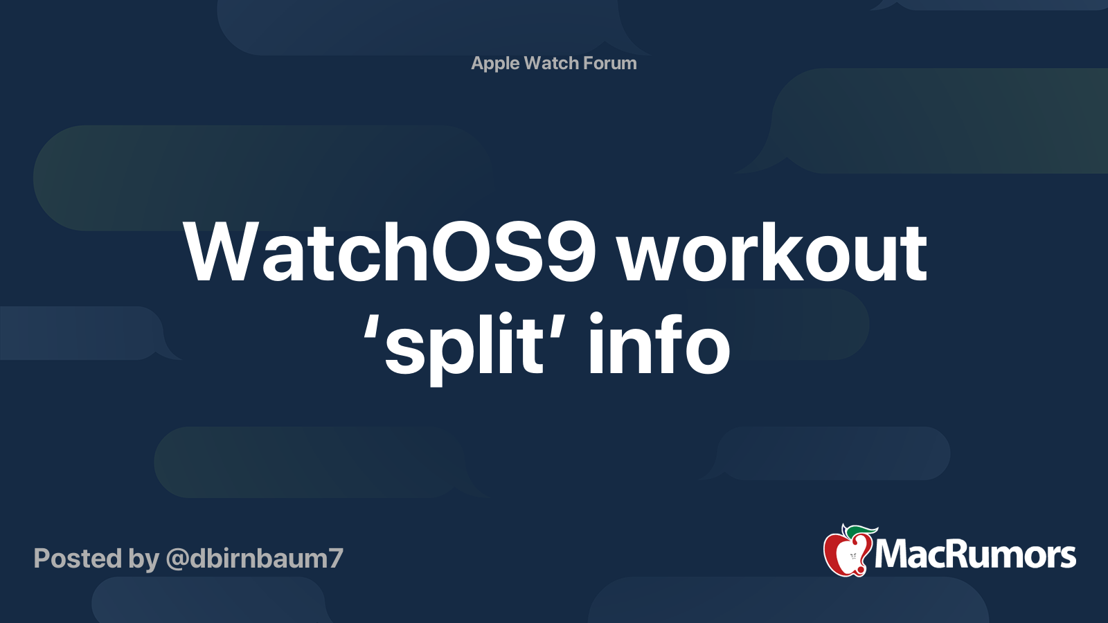 WatchOS9 workout ‘split’ info | MacRumors Forums