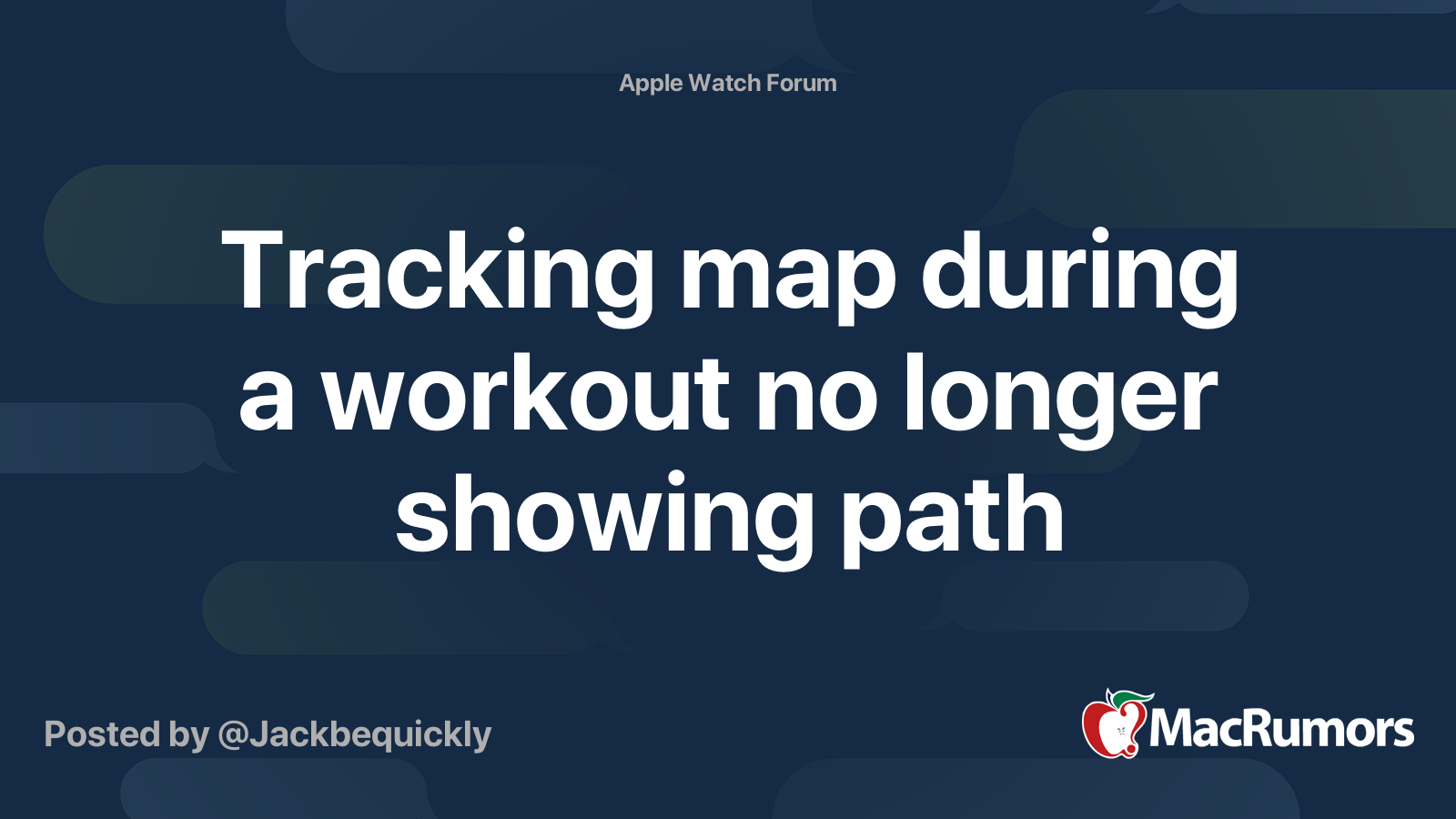 Tracking map during a workout no longer showing path | MacRumors Forums