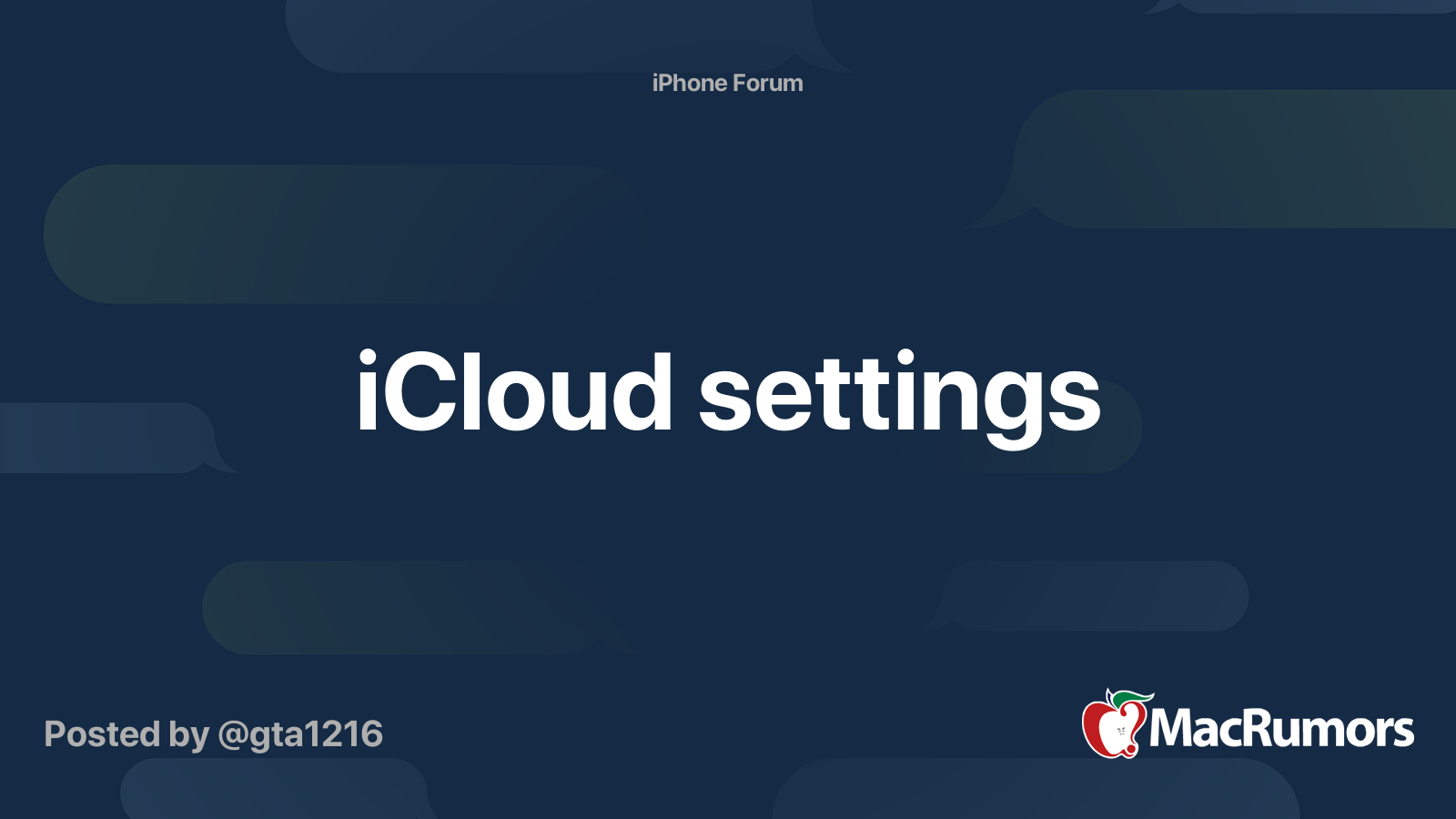 iCloud settings | MacRumors Forums