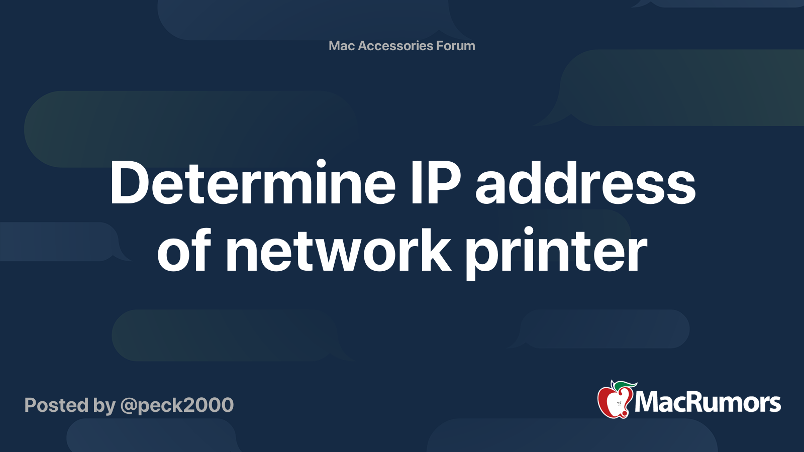 Determine IP address of network printer | MacRumors Forums
