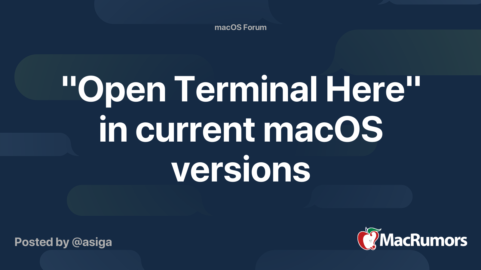 "Open Terminal Here" in current macOS versions | MacRumors Forums