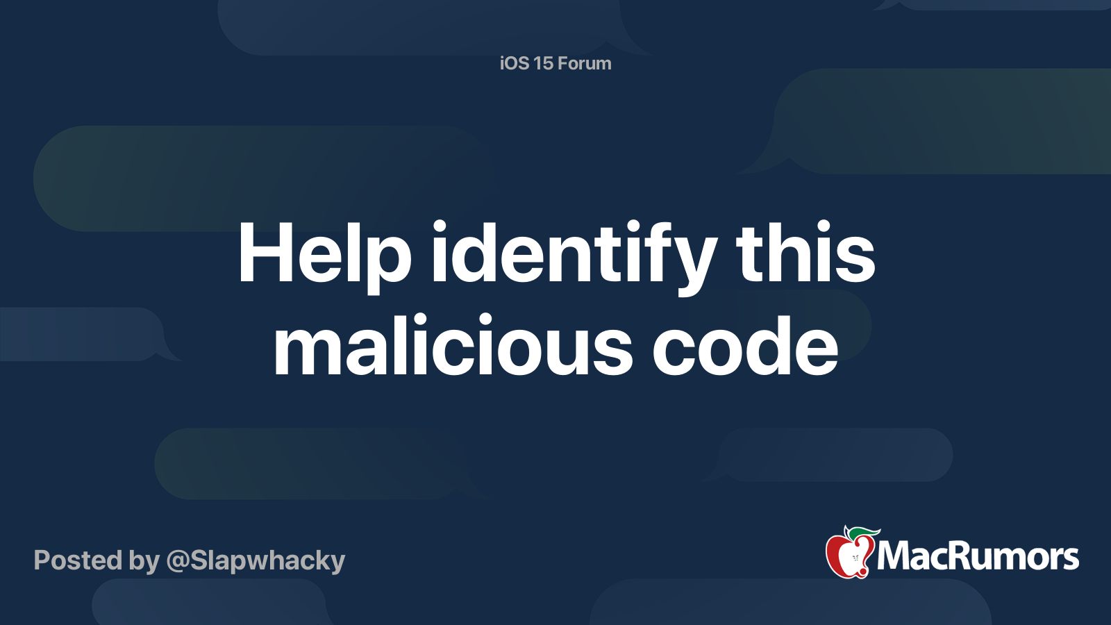 Help identify this malicious code | MacRumors Forums