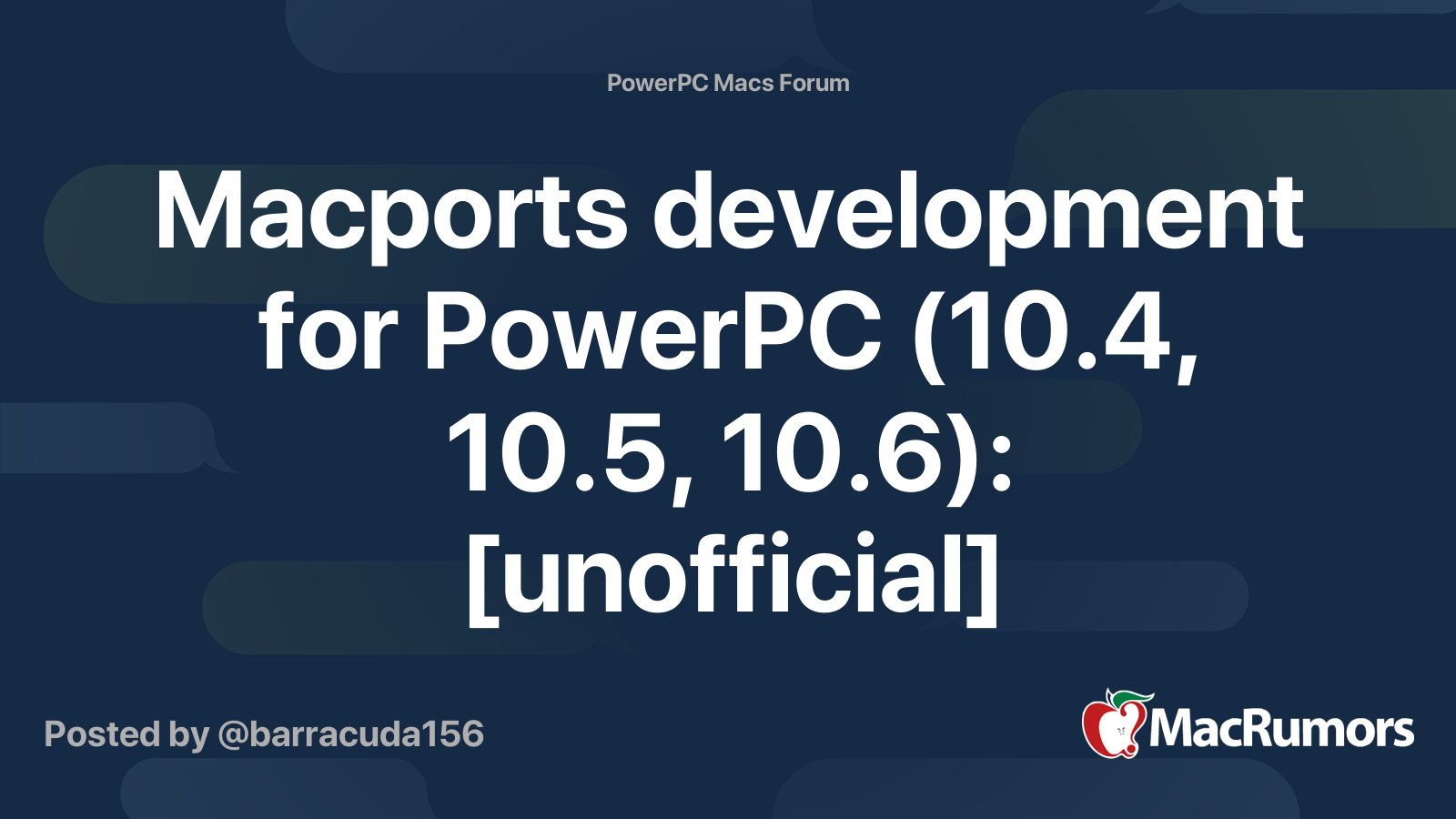 Macports development for PowerPC (10.4, 10.5, 10.6): [unofficial ...