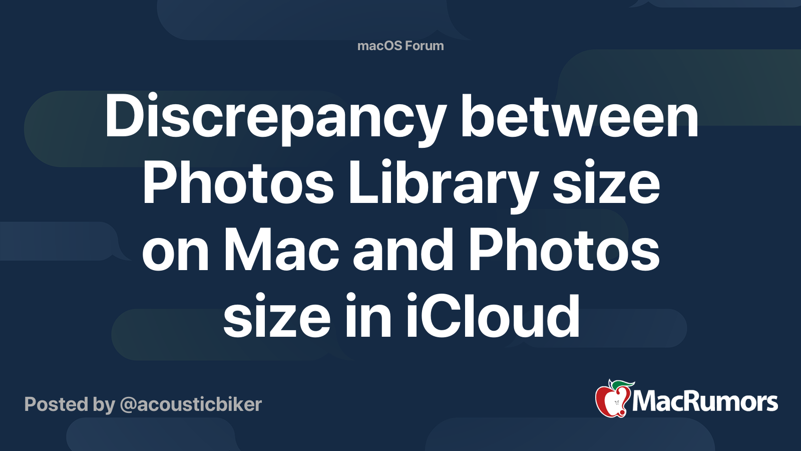 Discrepancy between Photos Library size on Mac and Photos size in iCloud | MacRumors Forums