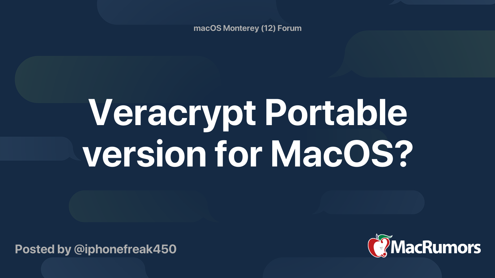 Veracrypt Portable version for MacOS? | MacRumors Forums