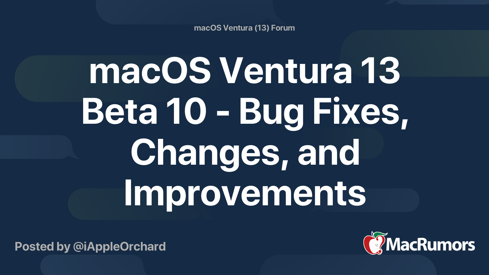 macOS Ventura 13 Beta 10 ― Bug Fixes, Changes, and Improvements | MacRumors Forums