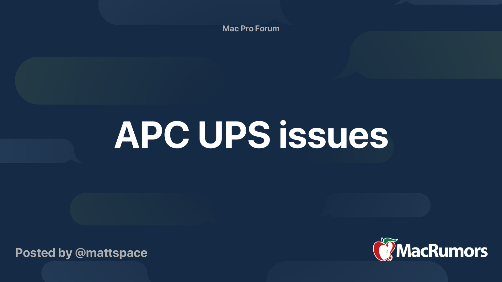 APC UPS issues | MacRumors Forums