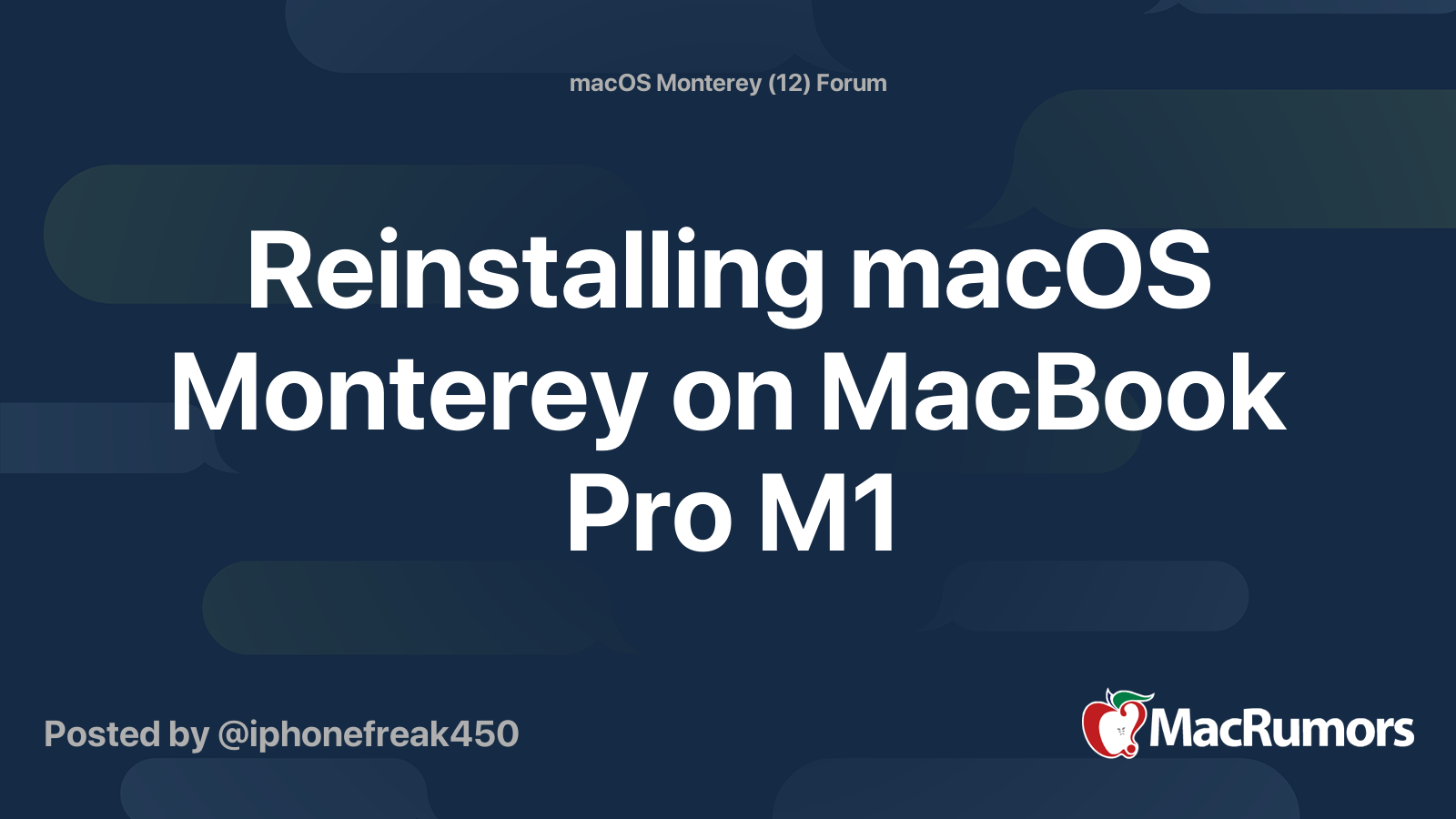 Reinstalling macOS Monterey on MacBook Pro M1 | MacRumors Forums