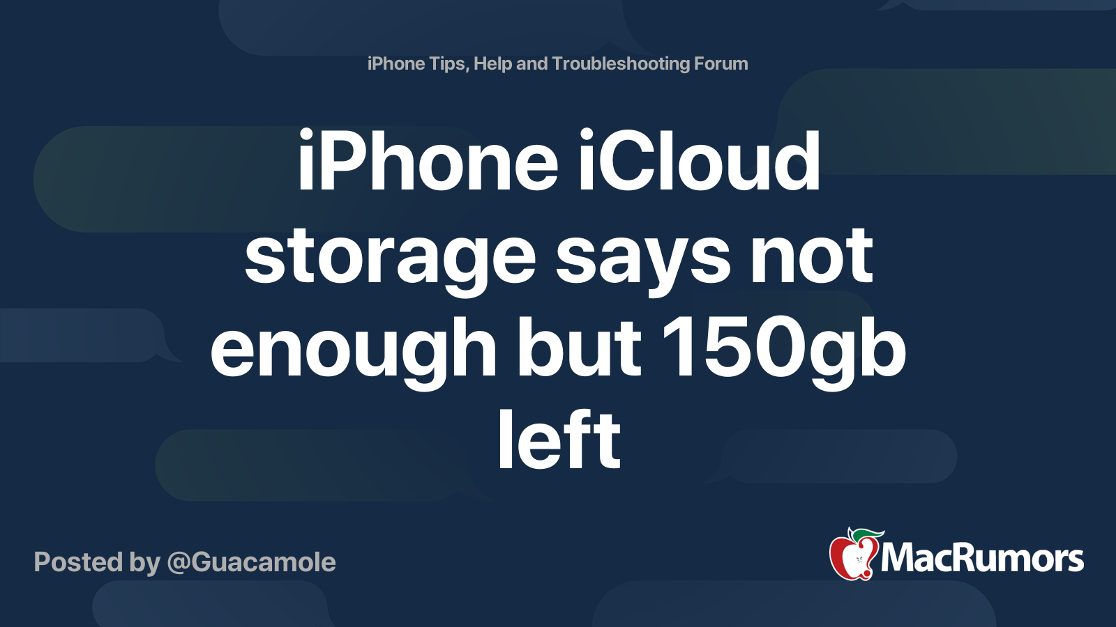 iPhone iCloud storage says not enough but 150gb left | MacRumors Forums