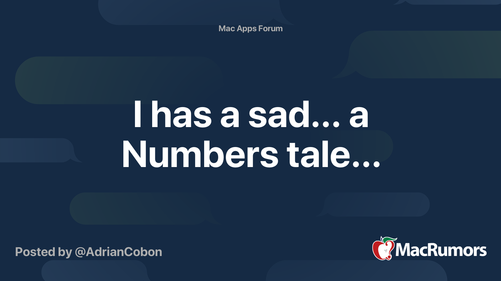 I has a sad... a Numbers tale... | MacRumors Forums