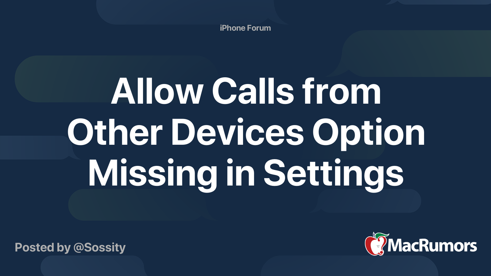Allow Calls from Other Devices Option Missing in Settings | MacRumors Forums
