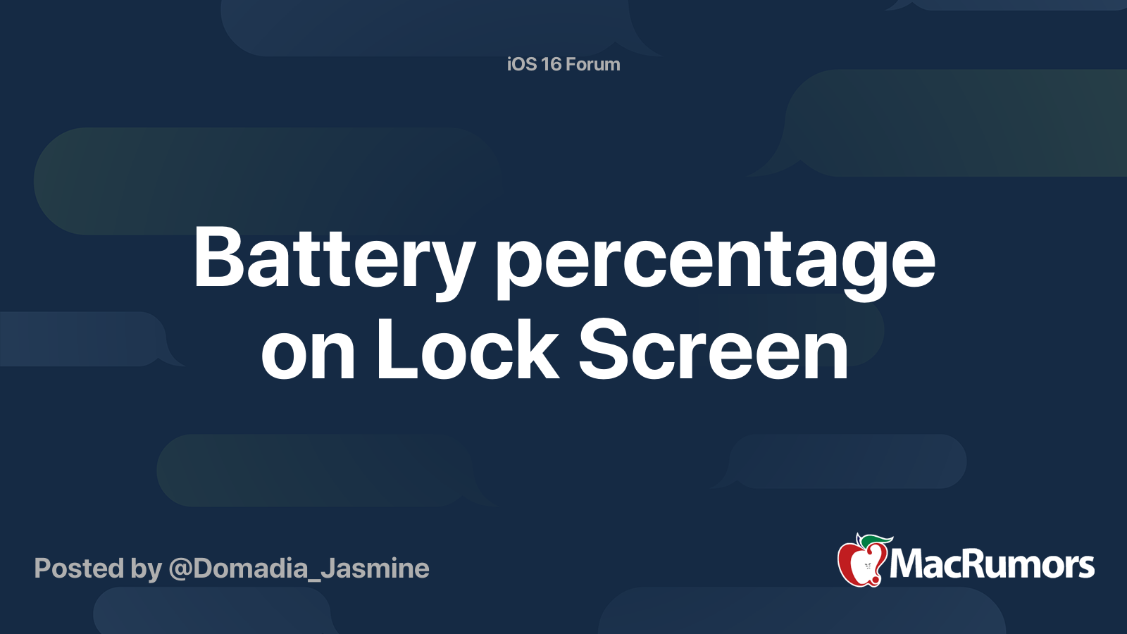 Battery percentage on Lock Screen | MacRumors Forums