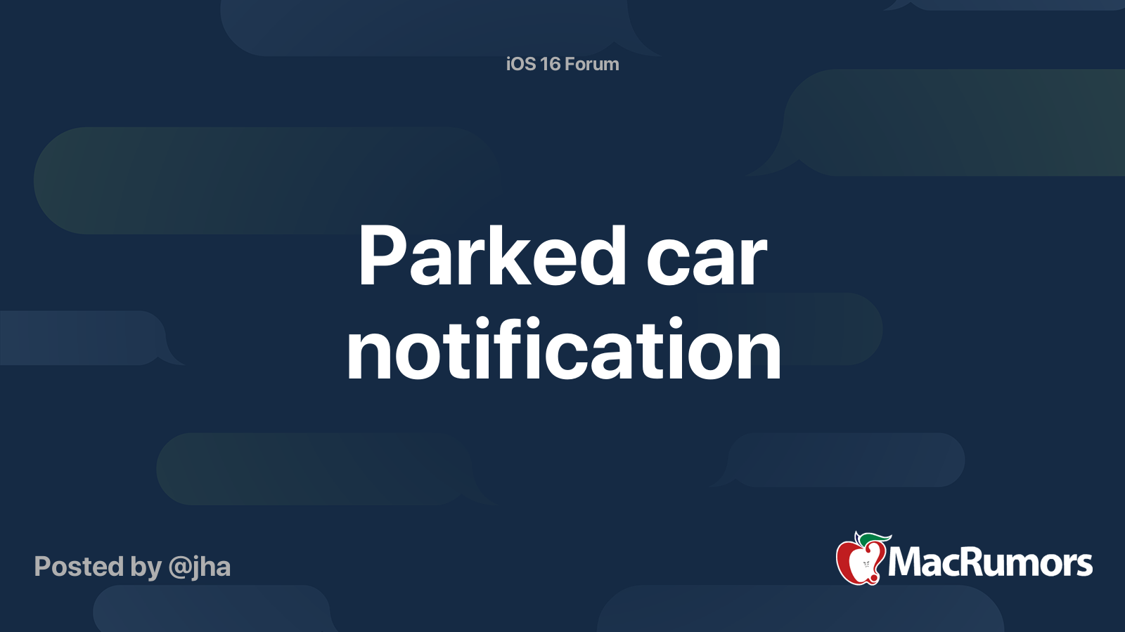 Parked car notification | MacRumors Forums