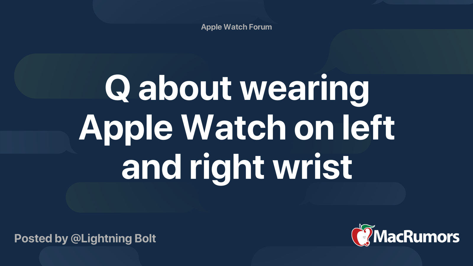 Q about wearing Apple Watch on left and right wrist | MacRumors Forums