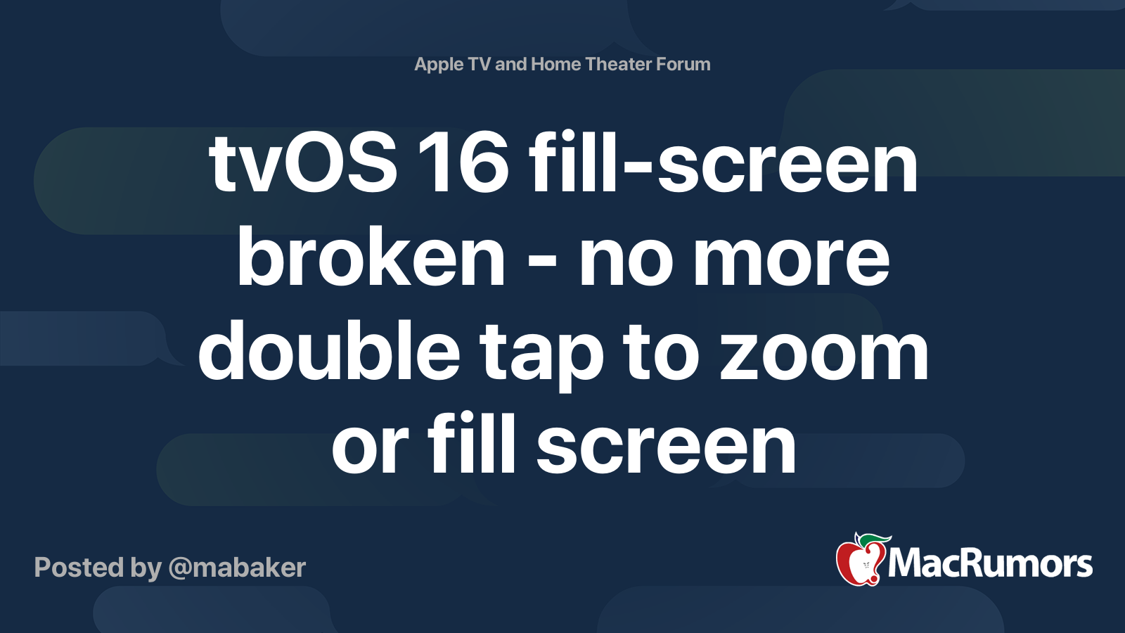 tvOS 16 fill-screen broken - no more double tap to zoom or fill screen functionality ...