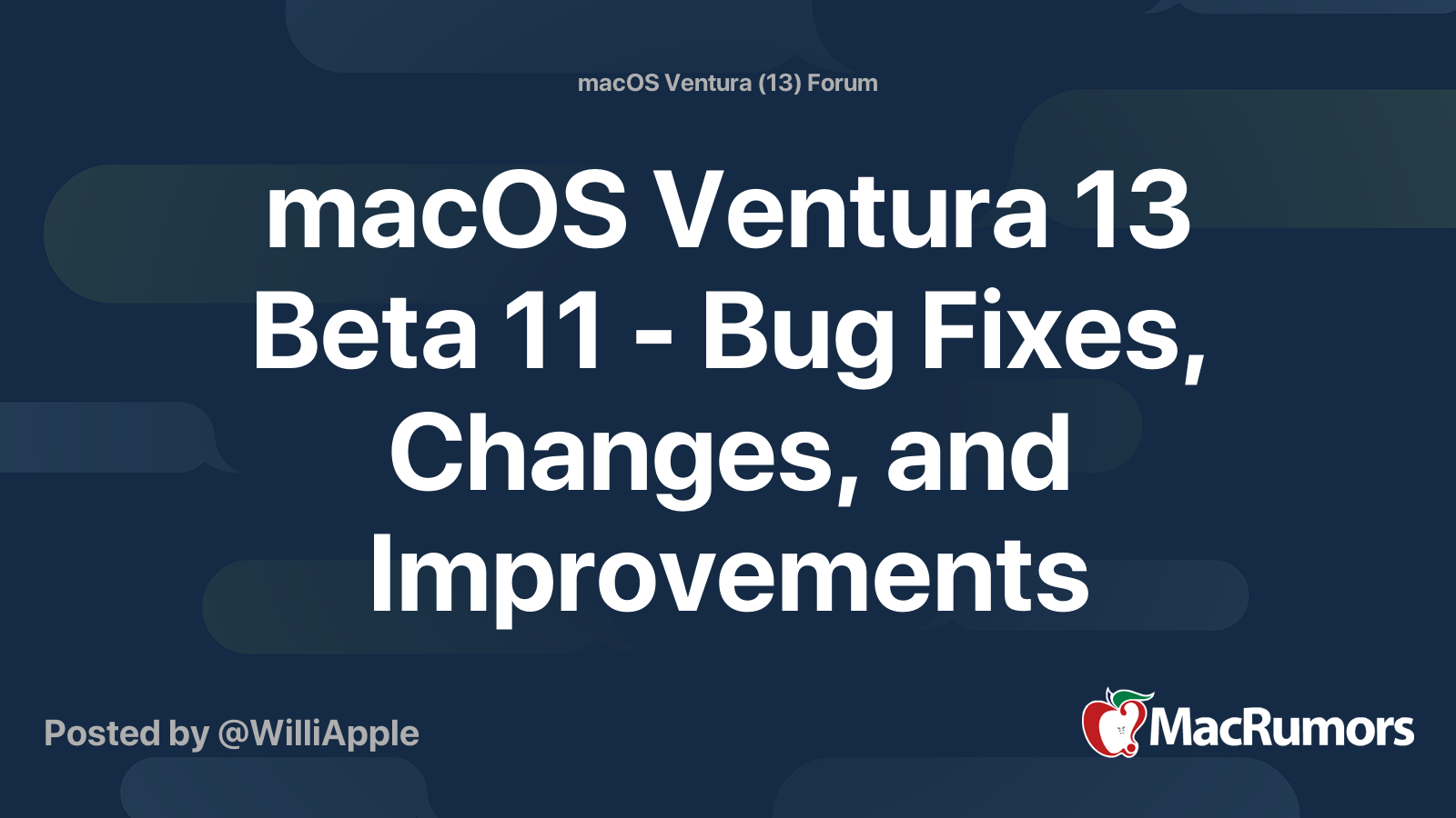 macOS Ventura 13 Beta 11 ― Bug Fixes, Changes, and Improvements | MacRumors Forums