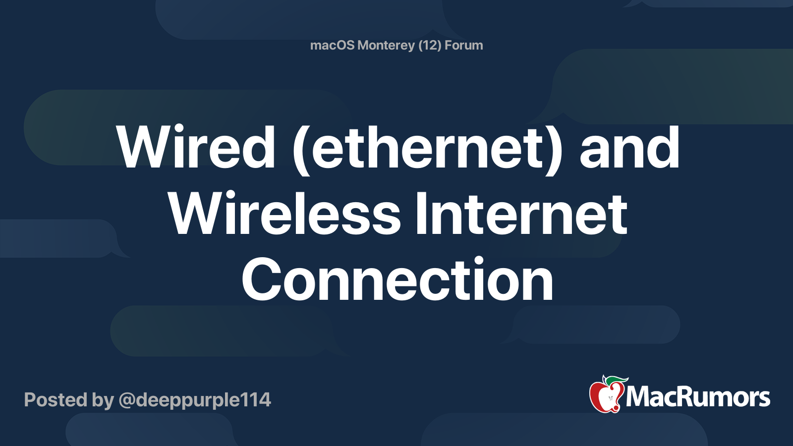 Wired (ethernet) and Wireless Internet Connection | MacRumors Forums
