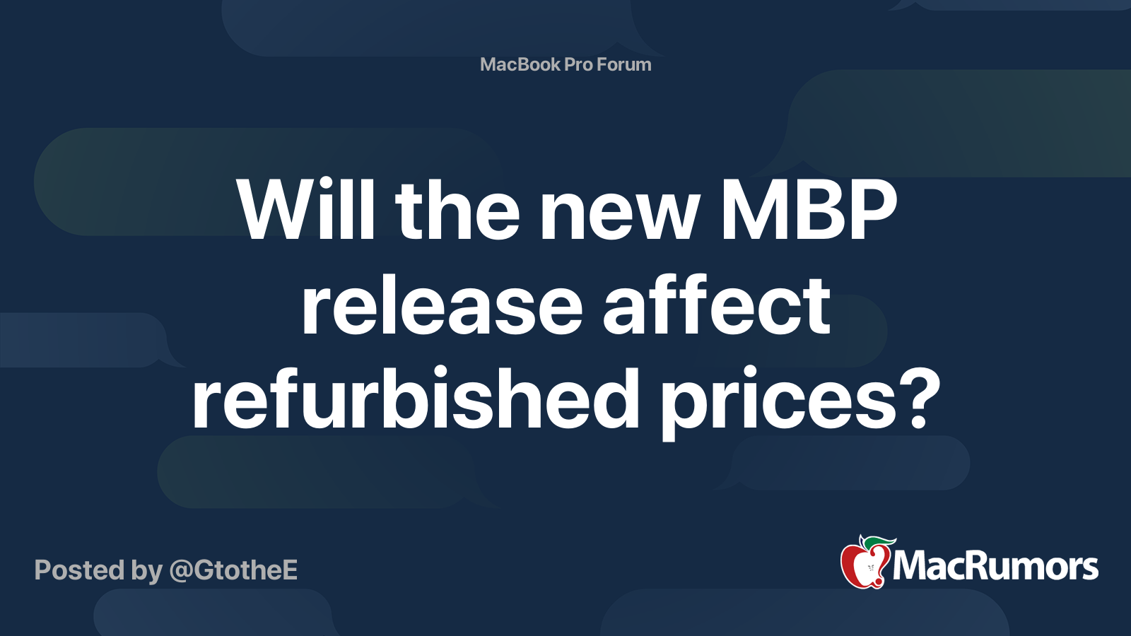 Will the new MBP release affect refurbished prices? | MacRumors Forums