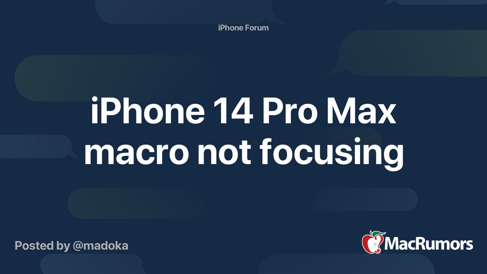 iPhone 14 Pro Max macro not focusing | MacRumors Forums
