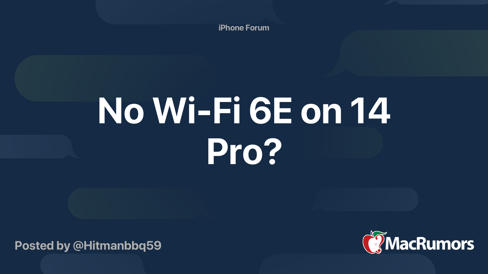 No Wi-Fi 6E on 14 Pro? | MacRumors Forums