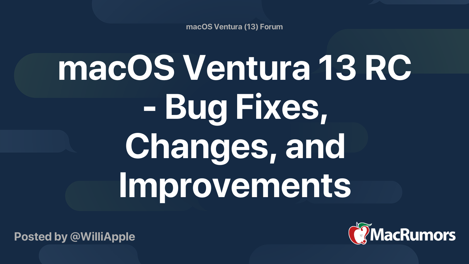 macOS Ventura 13 RC ― Bug Fixes, Changes, and Improvements | MacRumors Forums