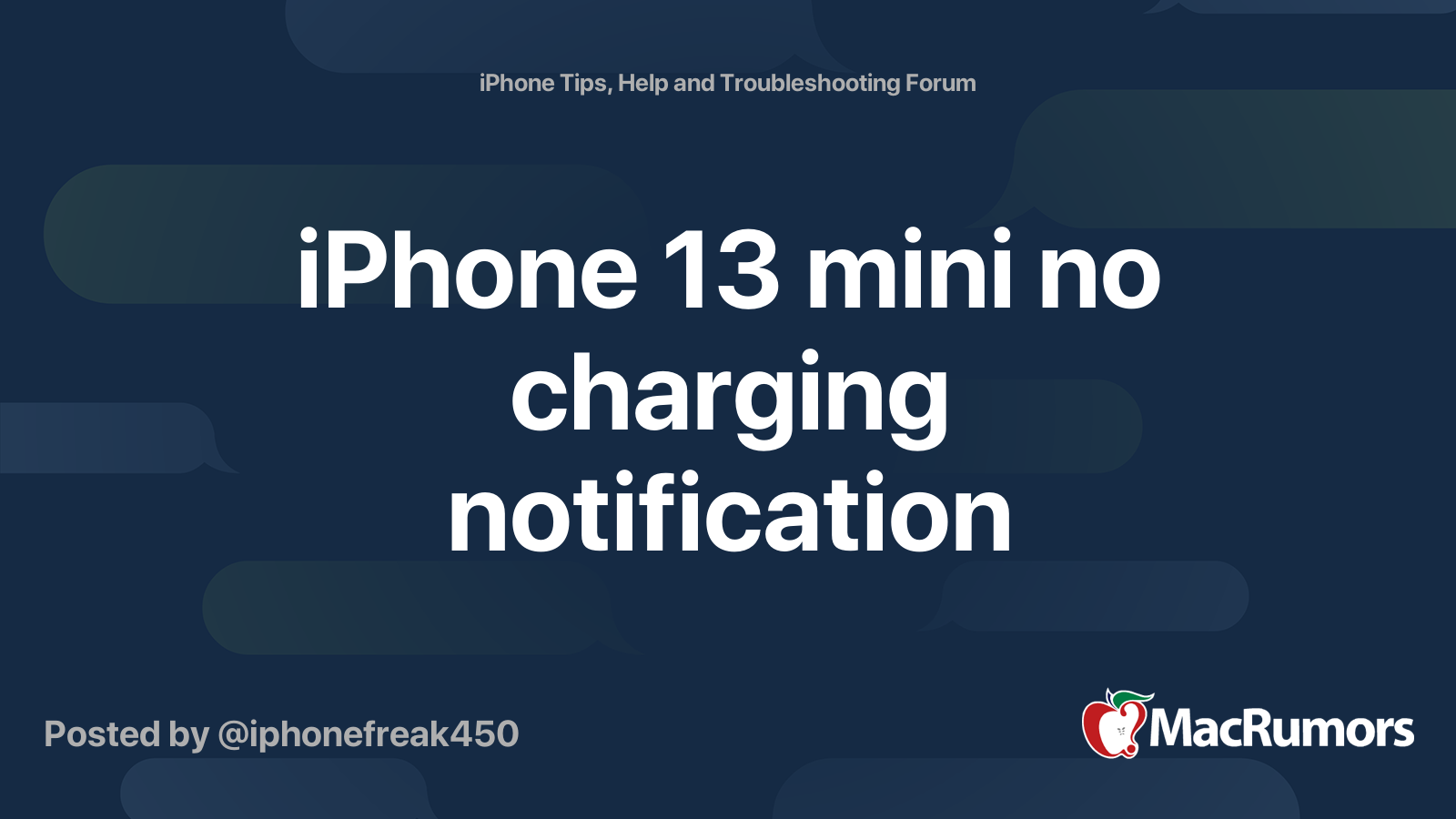 iPhone 13 mini no charging notification | MacRumors Forums