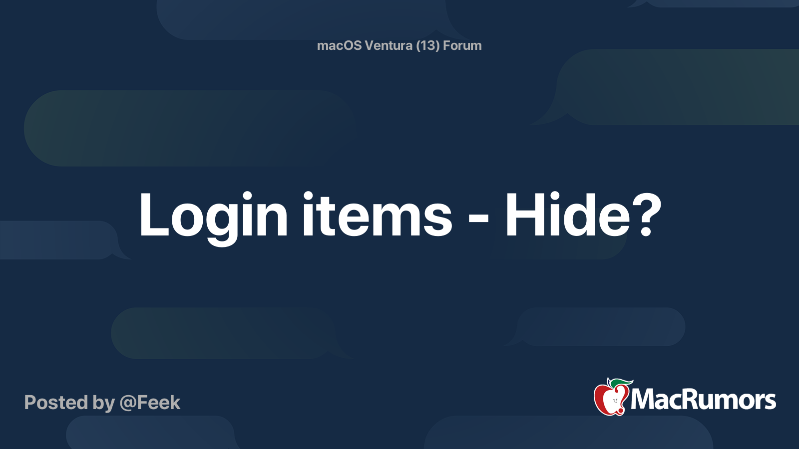 Login items - Hide? | MacRumors Forums