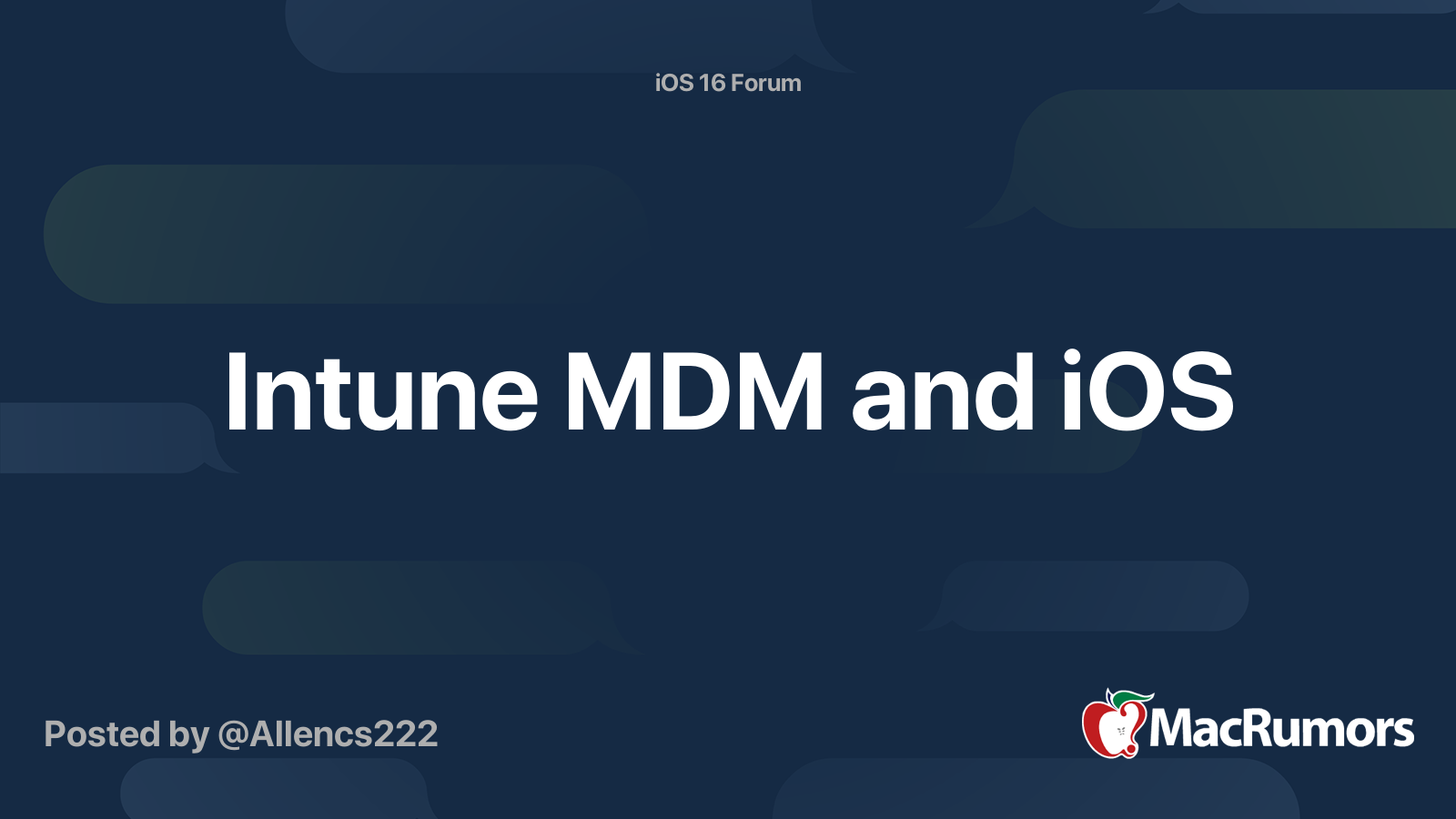 Intune MDM and iOS | MacRumors Forums