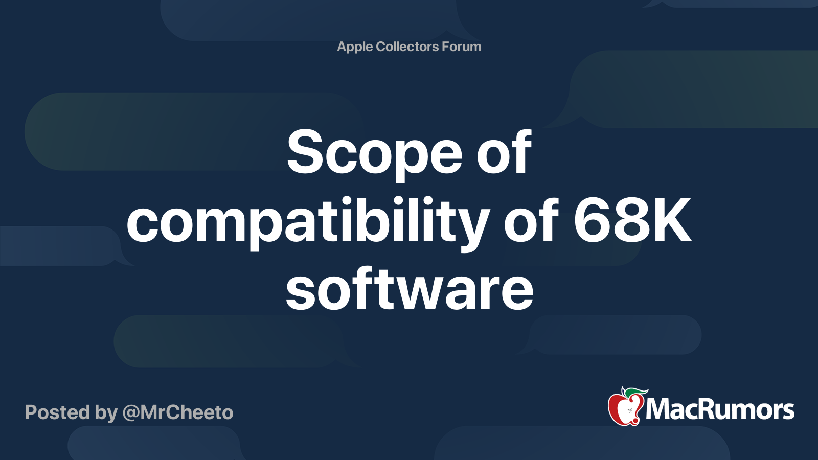 Scope of compatibility of 68K software | MacRumors Forums