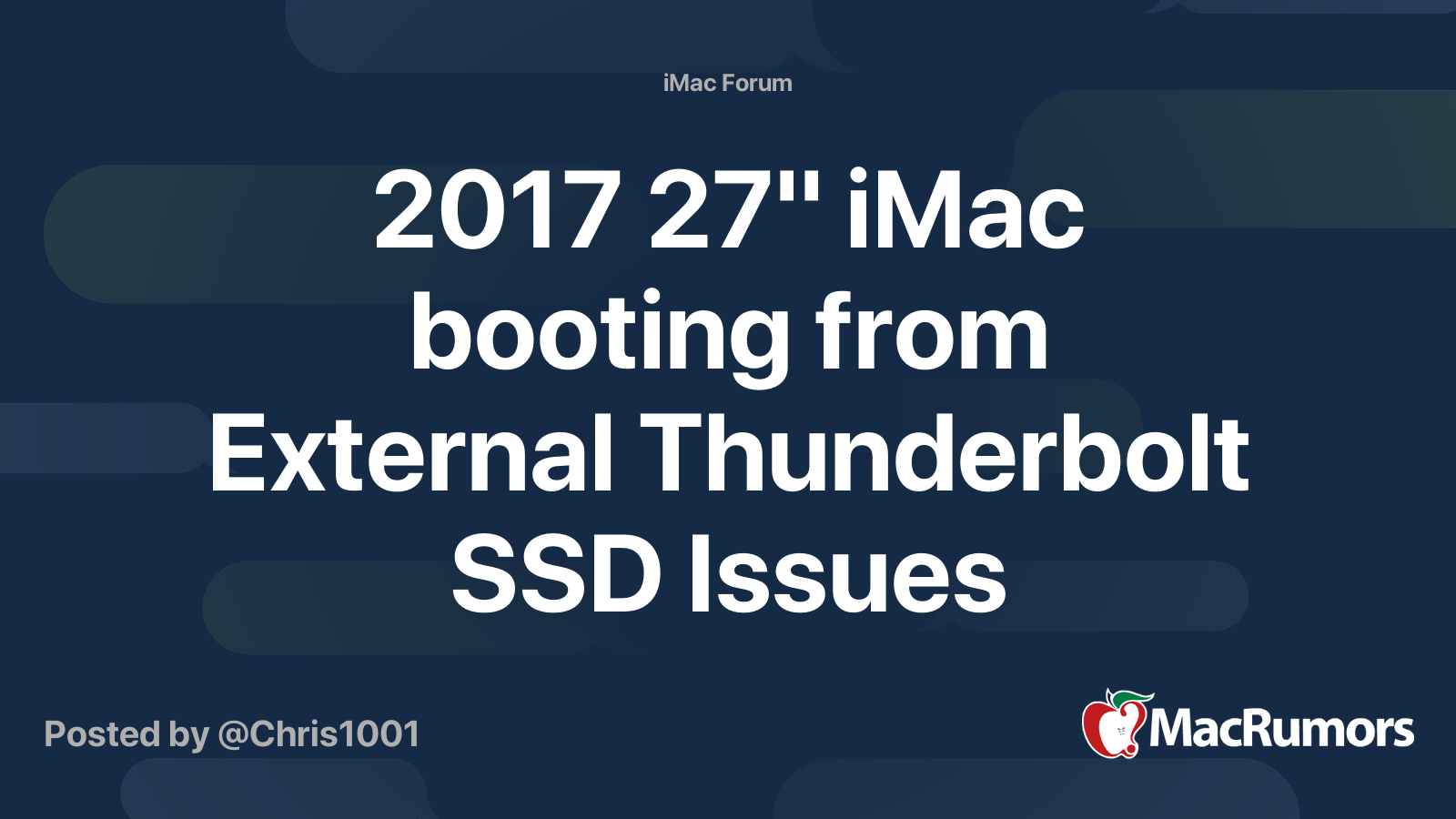 2017 27" iMac booting from External Thunderbolt SSD Issues | MacRumors ...