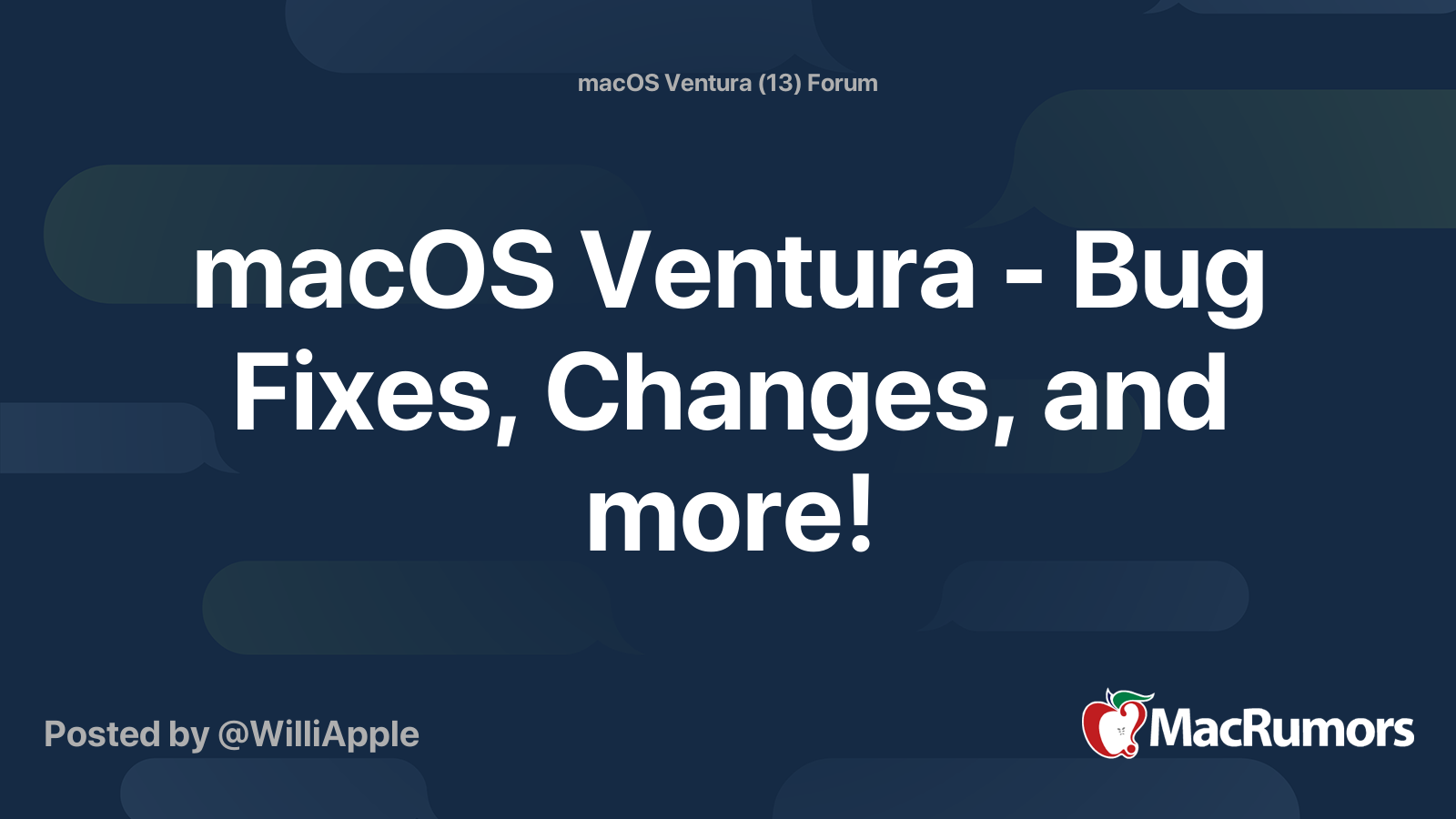 macOS Ventura - Bug Fixes, Changes, and more! | MacRumors Forums