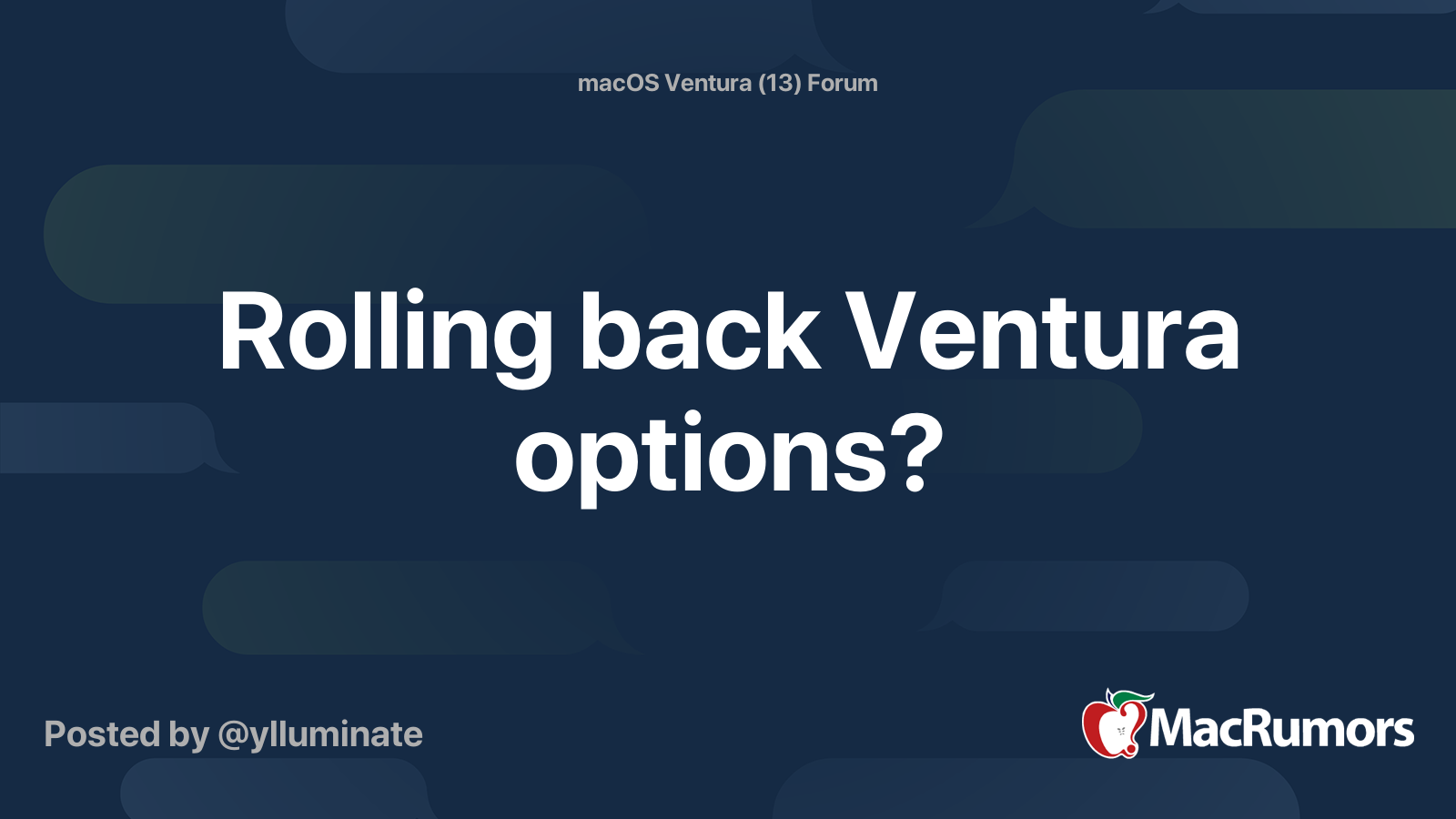 Rolling back Ventura options? | MacRumors Forums