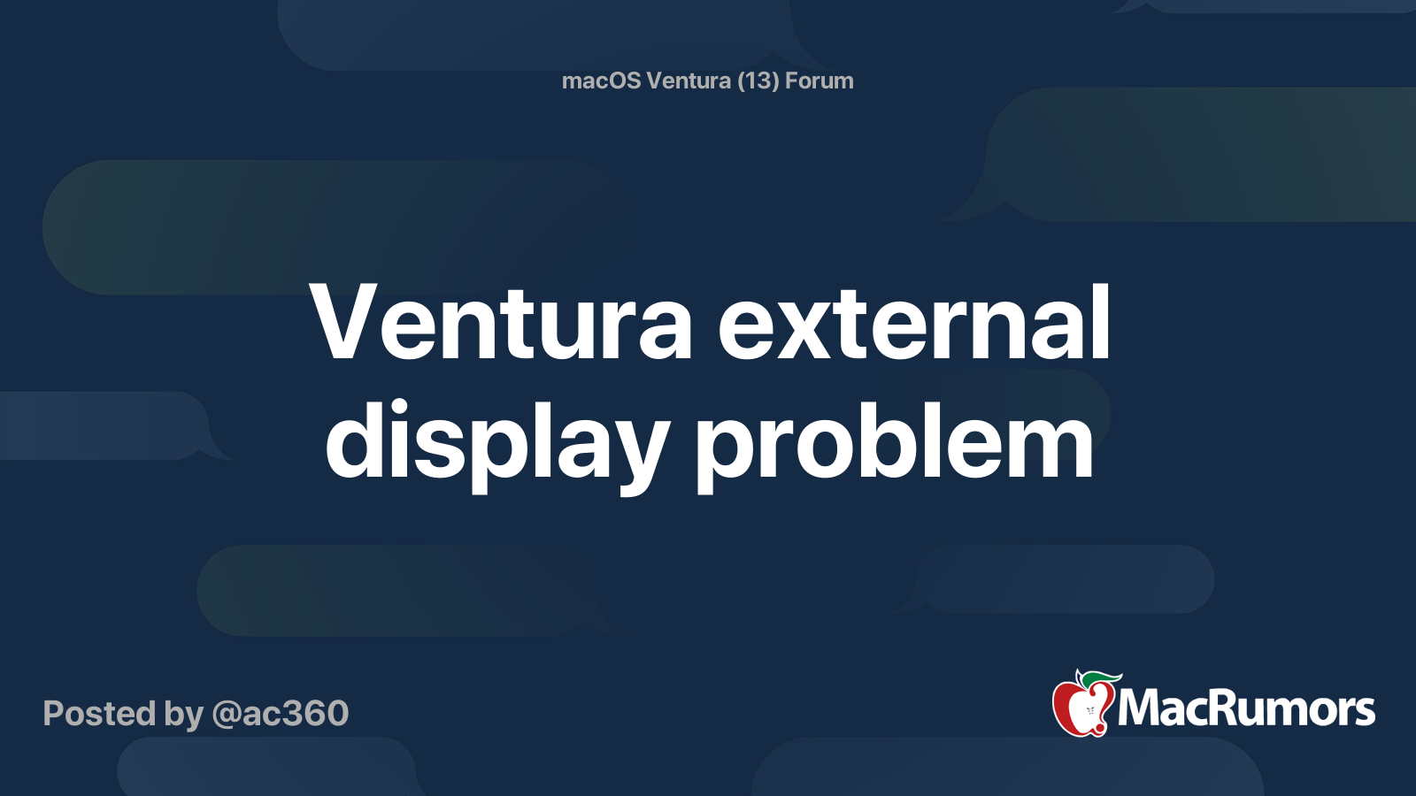 Ventura external display problem | MacRumors Forums