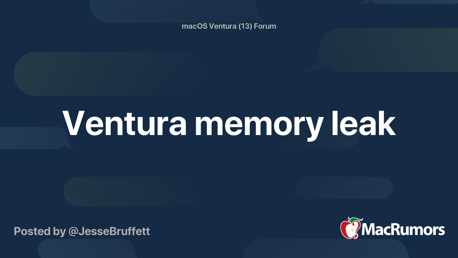 Ventura memory leak | MacRumors Forums