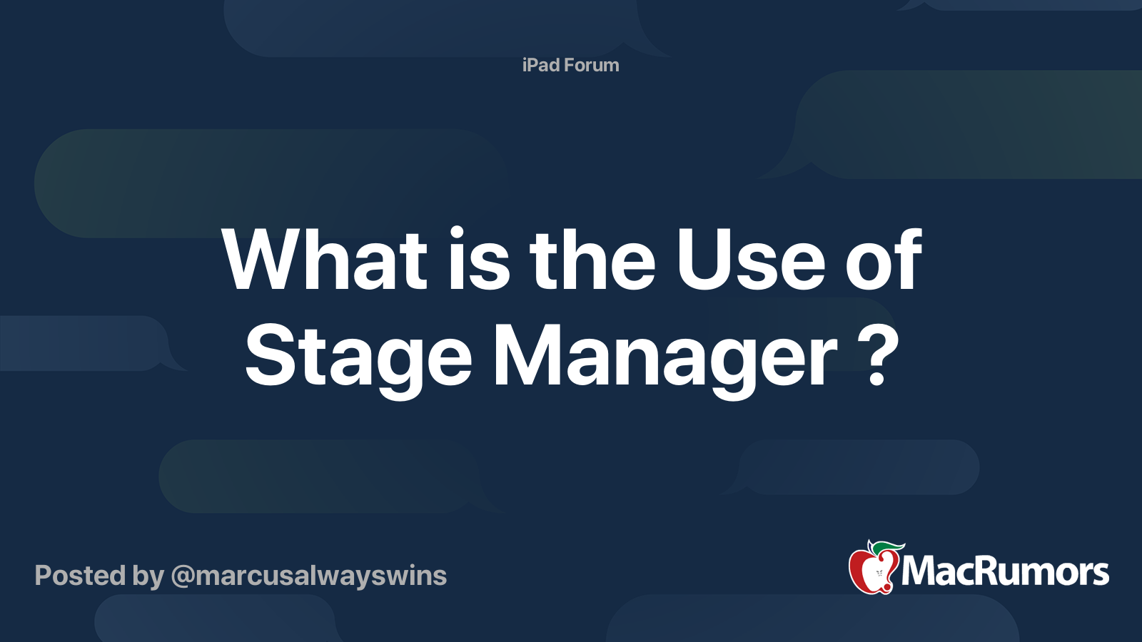 What is the Use of Stage Manager ? | MacRumors Forums