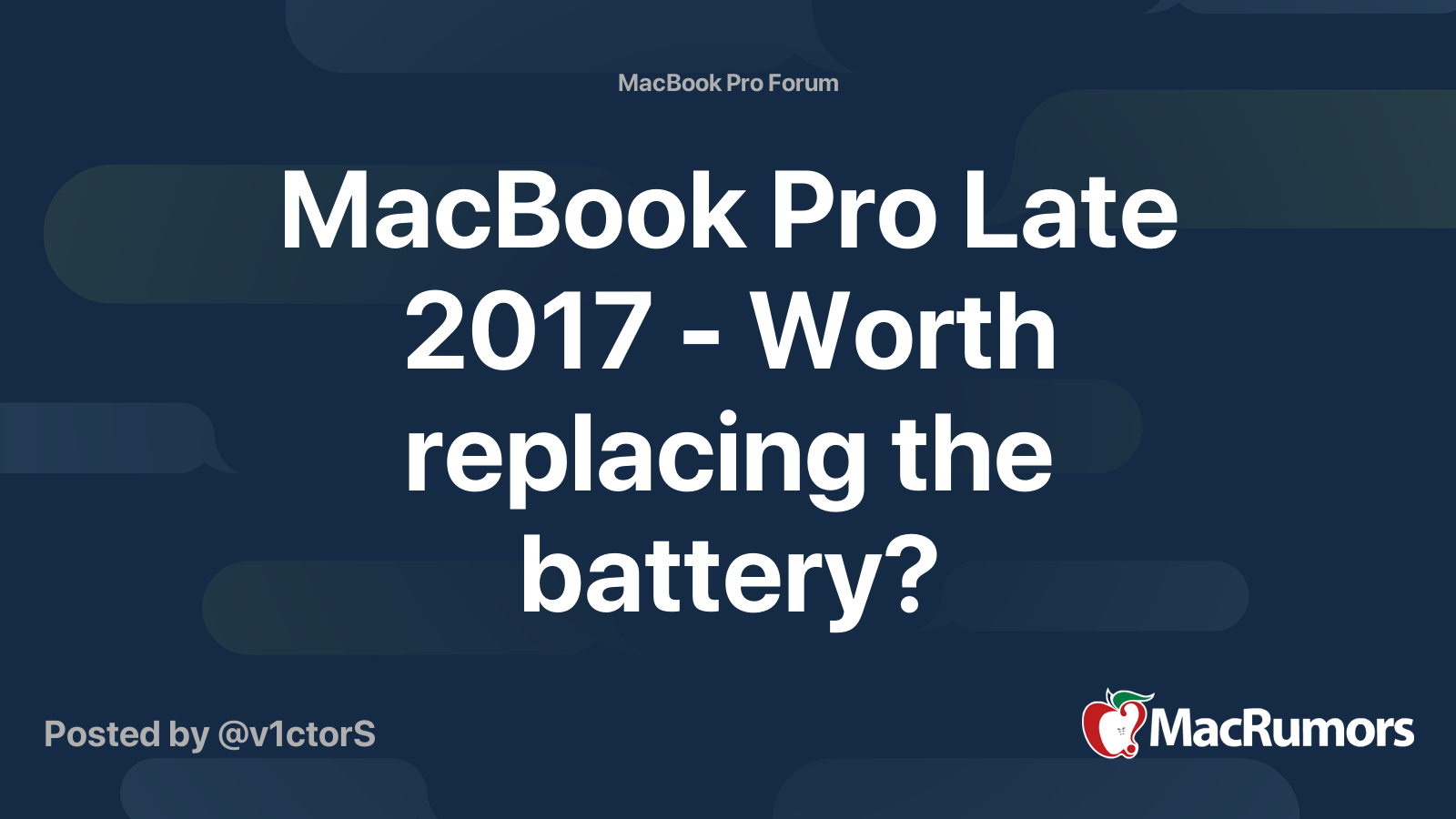 MacBook Pro Late 2017 - Worth replacing the battery? | MacRumors Forums