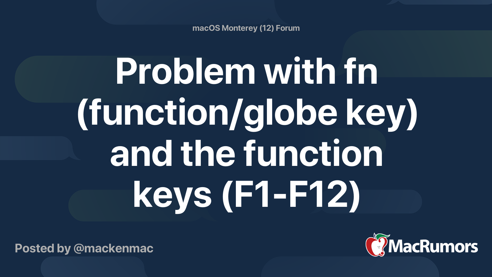 Problem With Fn Functionglobe Key And The Function Keys F1 F12 Macrumors Forums 