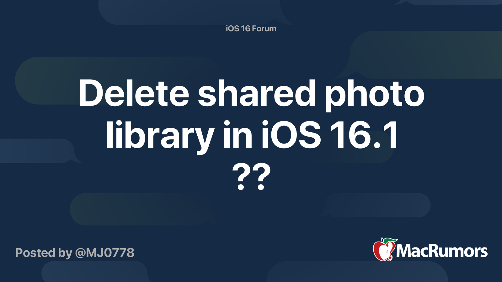 Delete shared photo library in iOS 16.1 ?? | MacRumors Forums