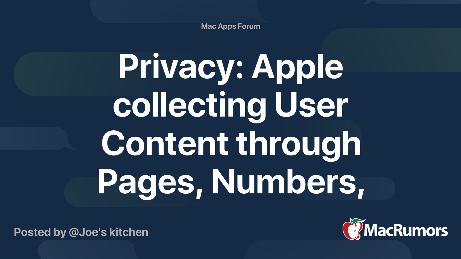 Privacy: Apple collecting User Content through Pages, Numbers, Keynote... But what info exactly ...