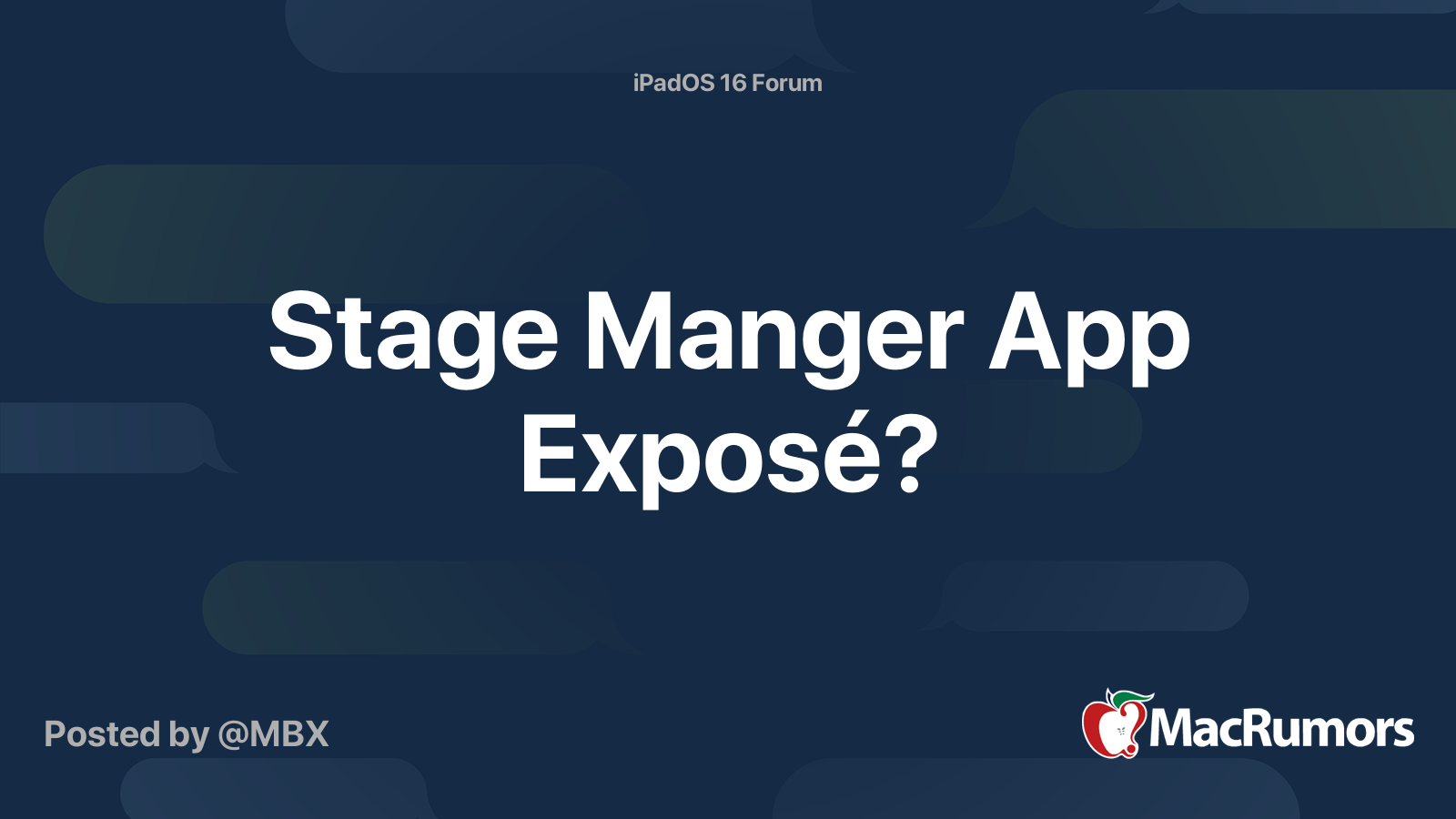 Stage Manger App Exposé? | MacRumors Forums