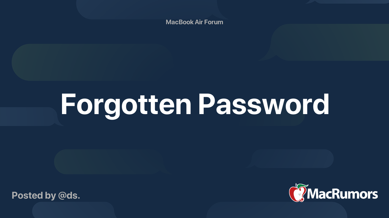 Forgotten Password | MacRumors Forums
