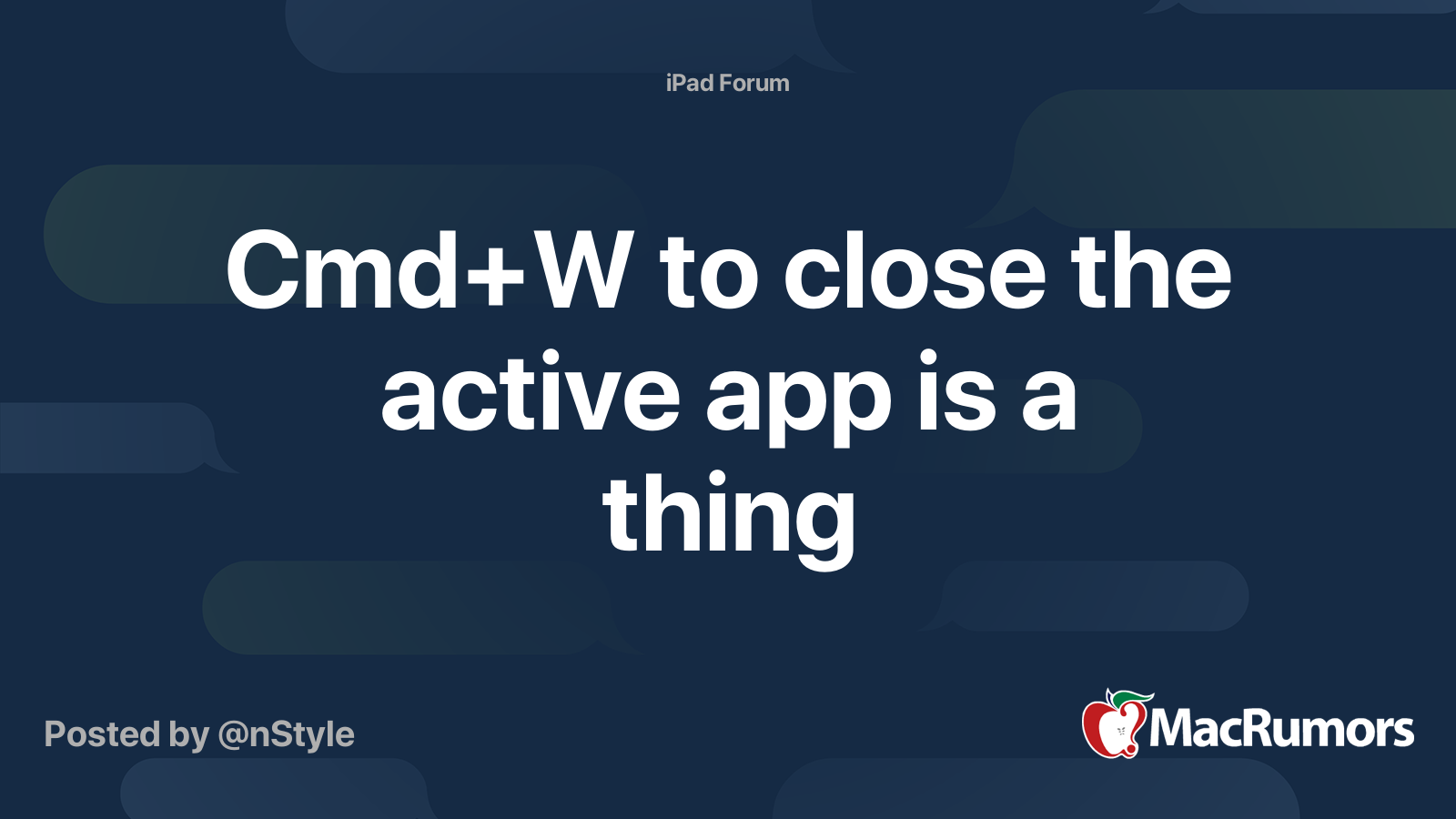 Cmd+W to close the active app is a thing | MacRumors Forums