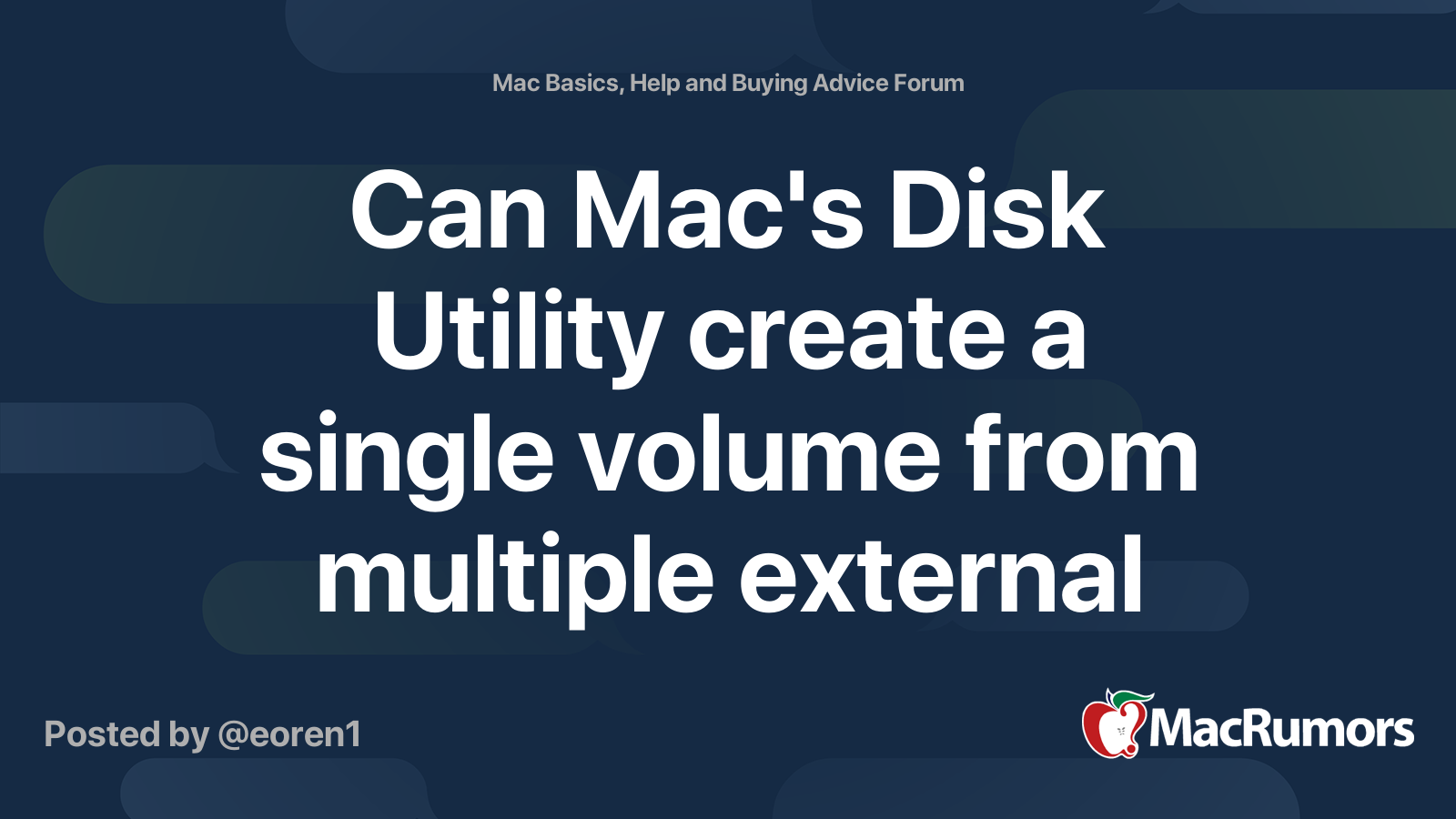 Can Mac's Disk Utility create a single volume from multiple external SSDs? Can it grow the ...