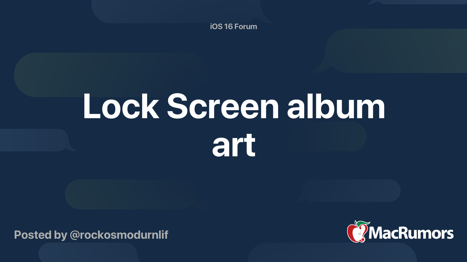 Lock Screen album art | MacRumors Forums