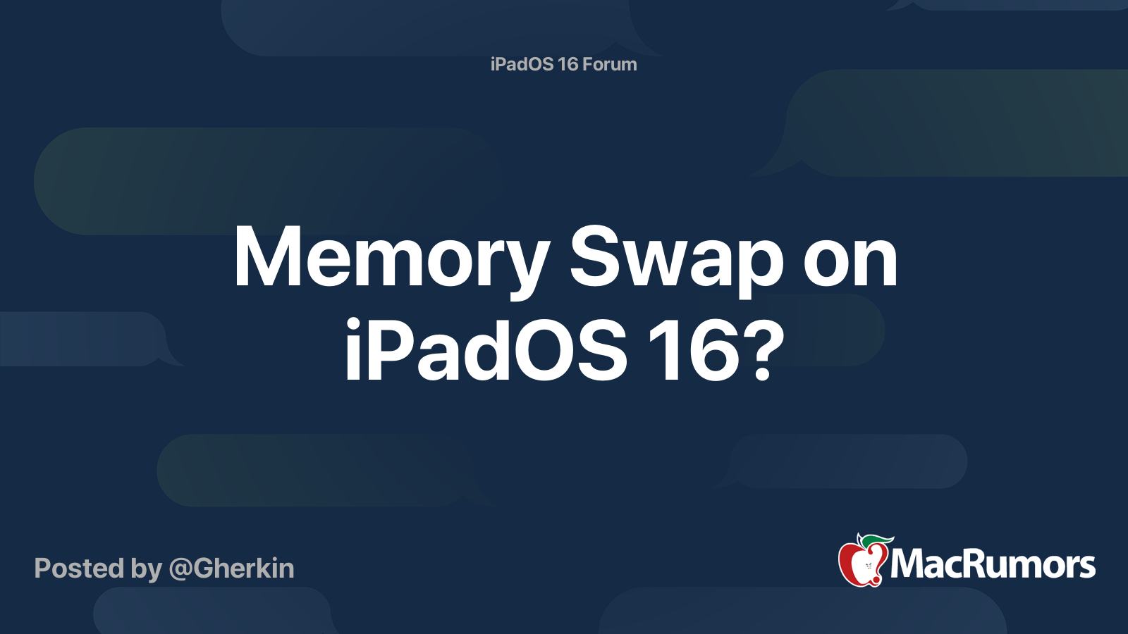 Memory Swap on iPadOS 16? | MacRumors Forums