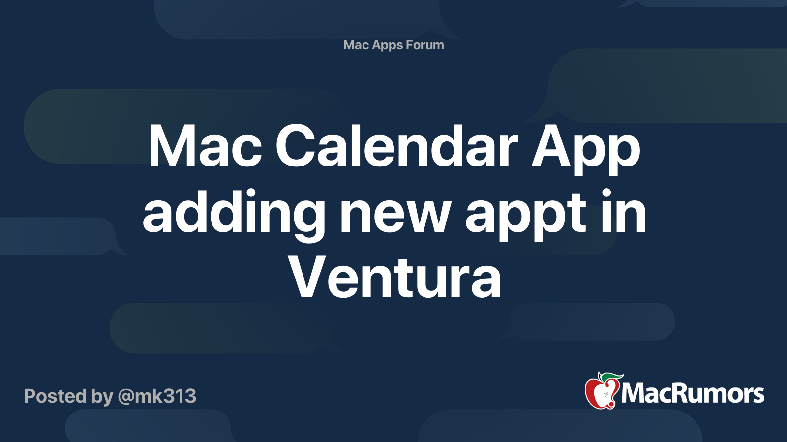Mac Calendar App adding new appt in Ventura | MacRumors Forums
