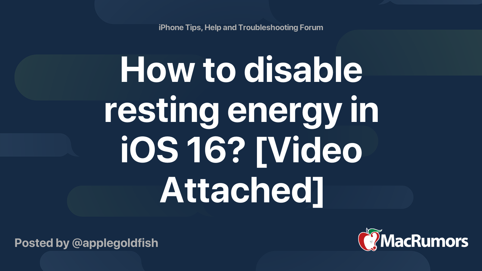 How to disable resting energy in iOS 16? [Video Attached] | MacRumors Forums