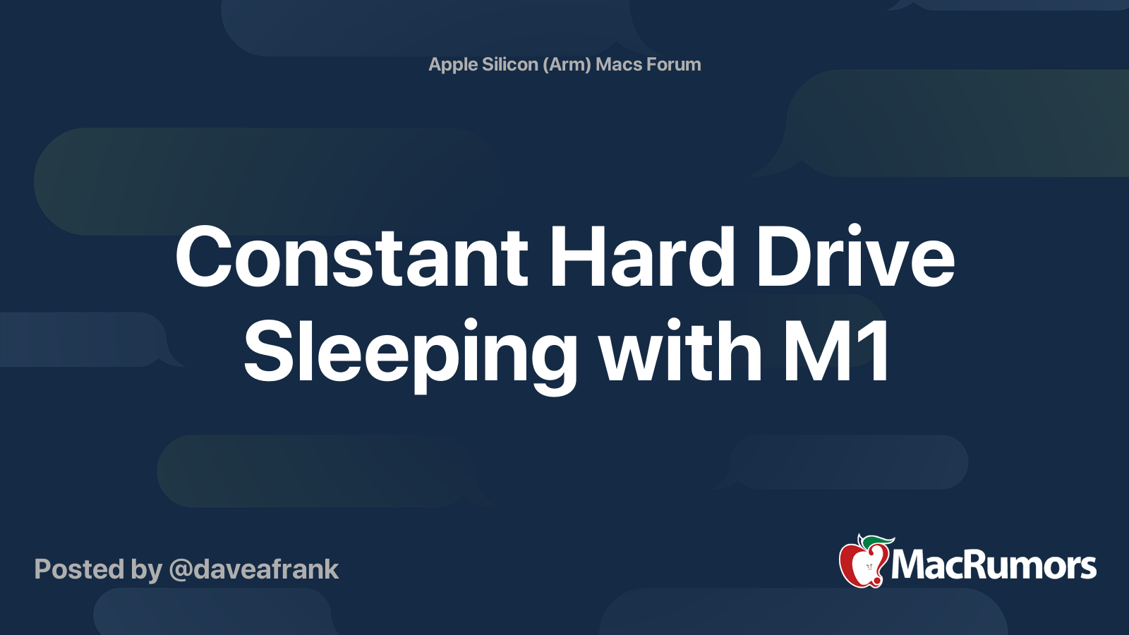 Constant Hard Drive Sleeping with M1 | MacRumors Forums