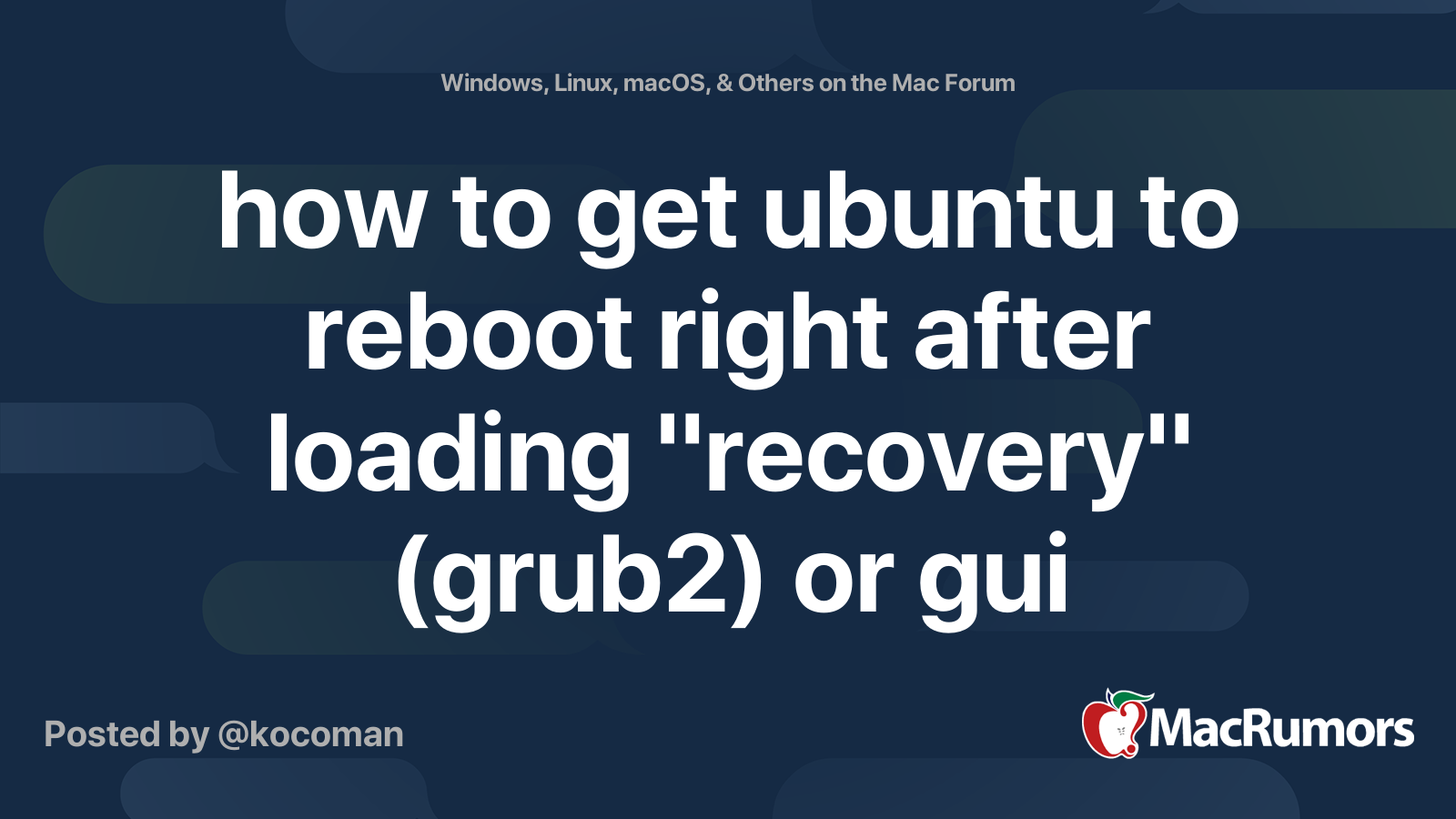 how to get ubuntu to reboot right after loading "recovery" (grub2) or gui normally (ie add some ...